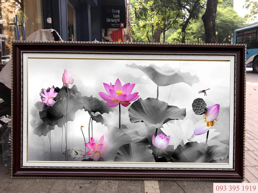 Tranh Sơn Dầu Hoa Sen - Tranh Hoa Sen 66 - Tranh sơn dầu